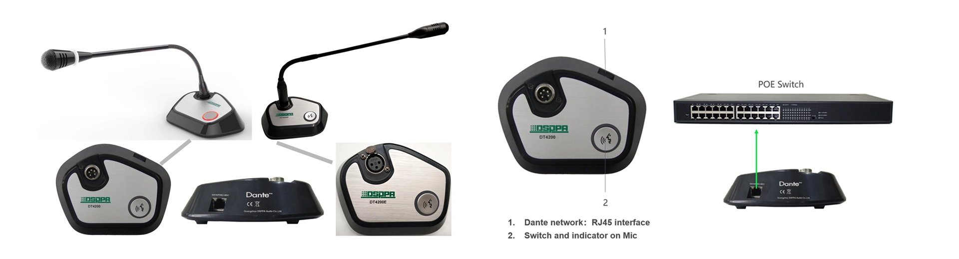 DSPPA Commercial Audio Desktop Conferencing Chairman Mic with Dante ...